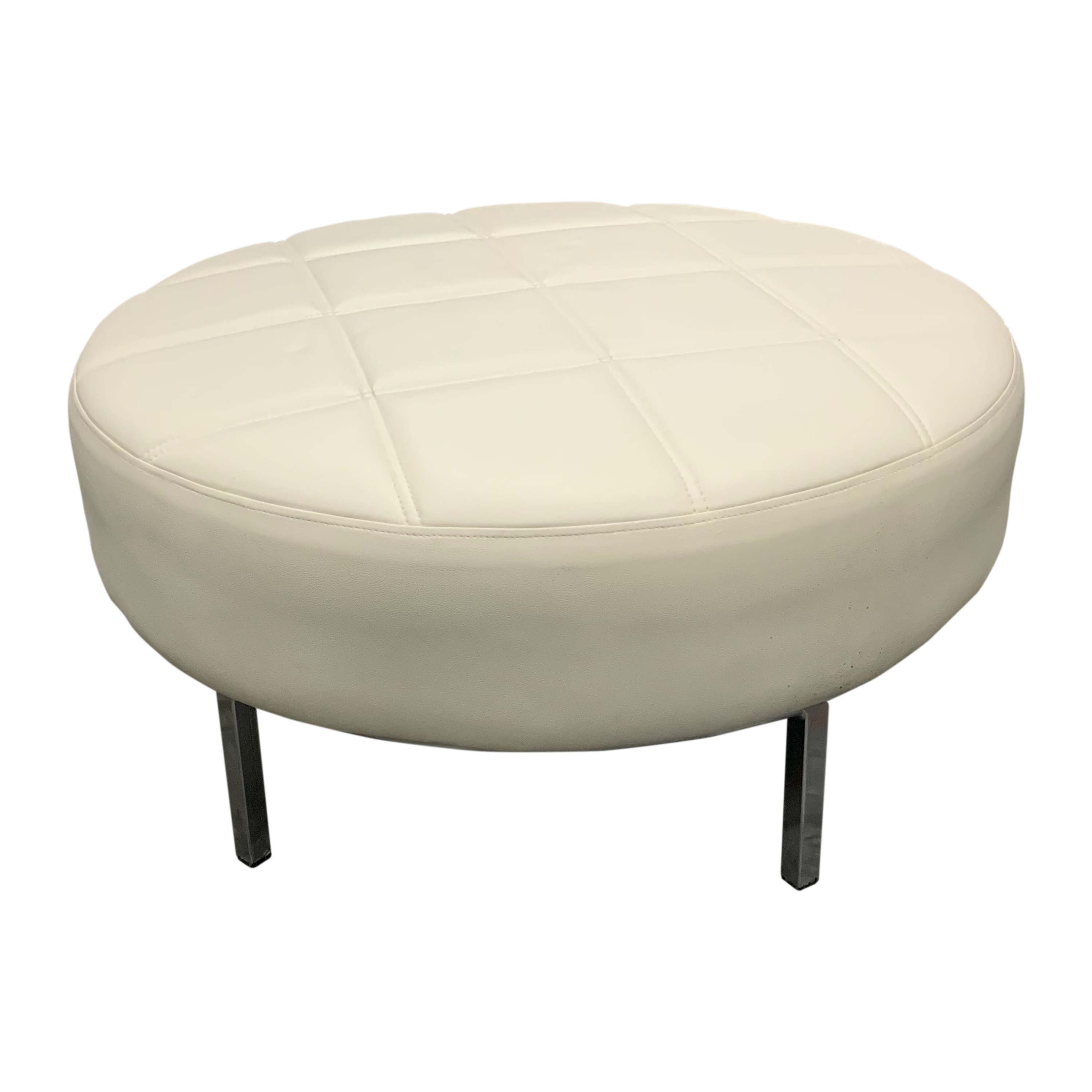 Round ottoman (white/chrome) - TPS